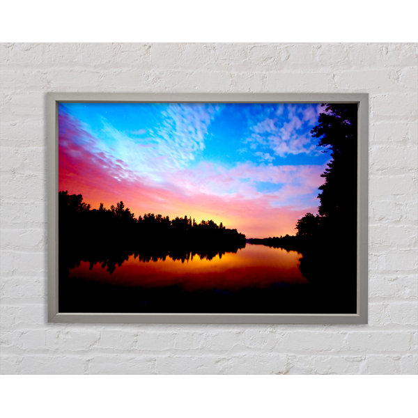 Ebern Designs Fluss Sonnenuntergang Ruhig - Einzelbildrahmen Kunstdrucke auf Leinwand | Wayfair.de